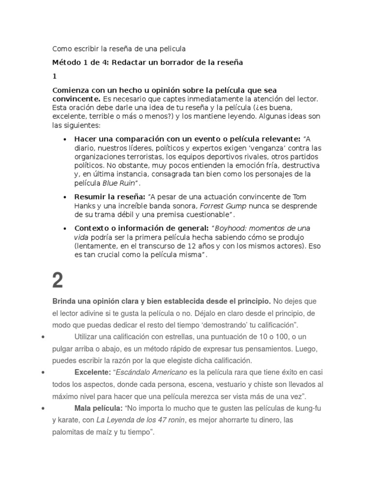 Como Escribir La Reseña de Una Pelicula | Cinematografía | Ocio