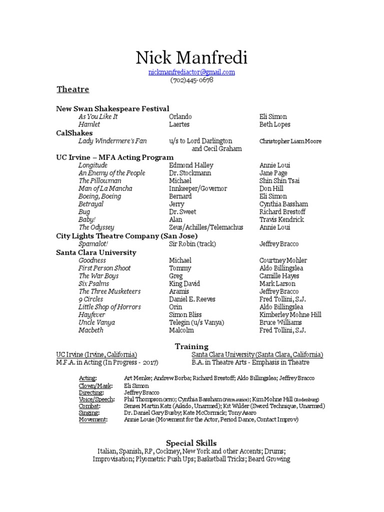 Nick Manfredi - Resume | PDF | Classics