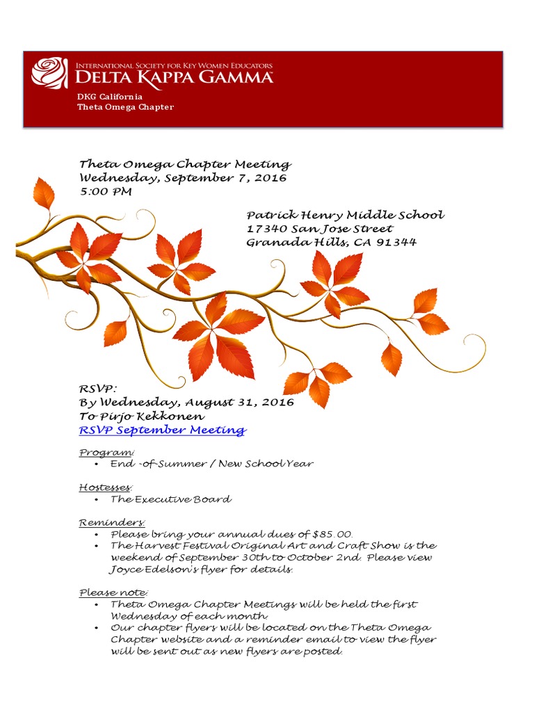 Theta Omega Meeting Sept 2016 | PDF | Home & Garden