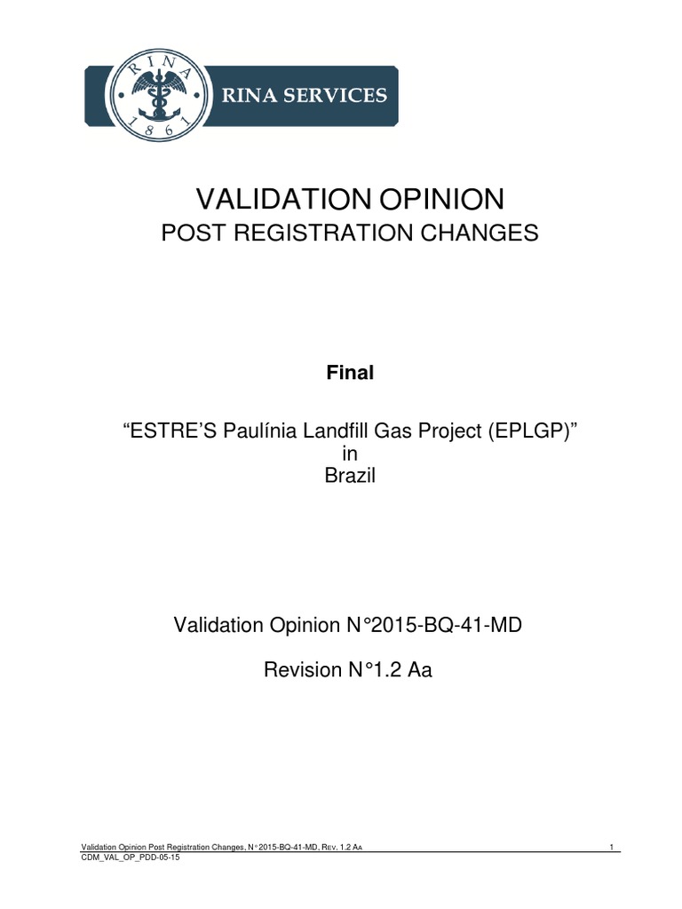 Validation Opinion for EPLGP Changes | PDF | Clean Development ...