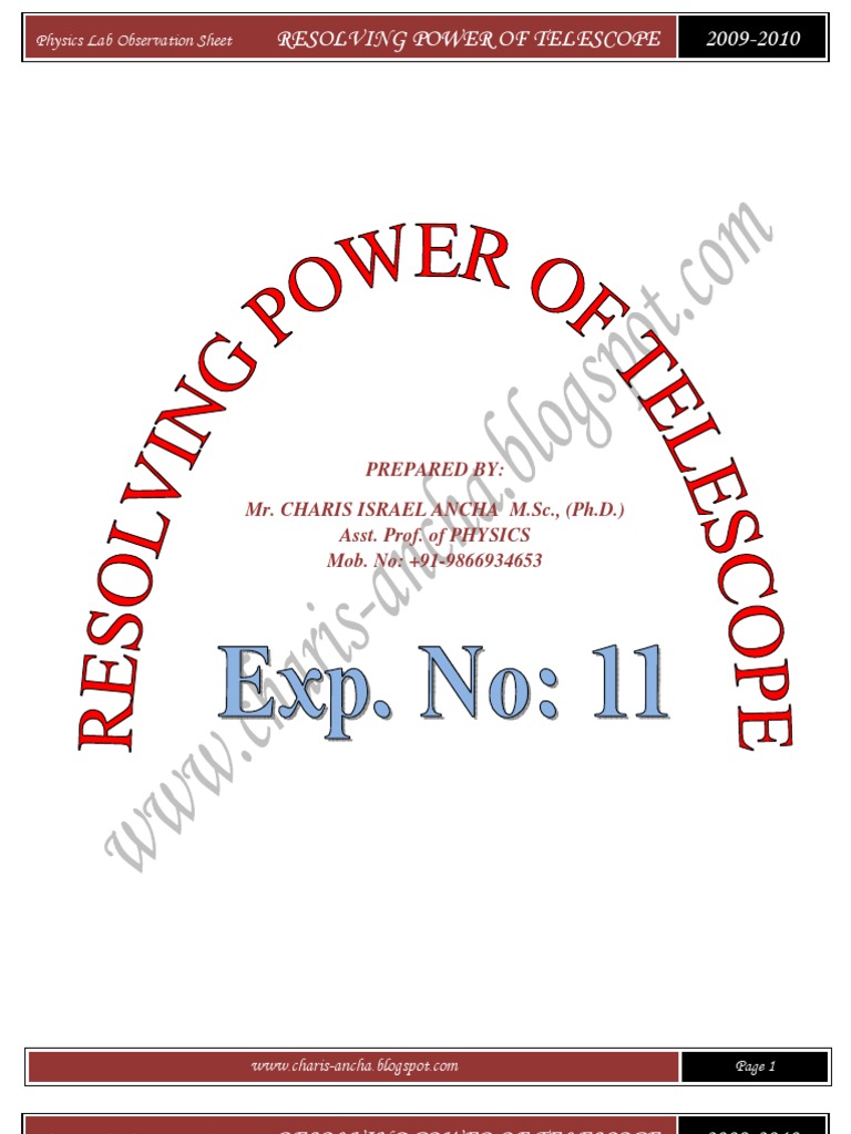 Resolving Power of Telescope by MR - Charis | PDF | Angular Resolution | Wavelength