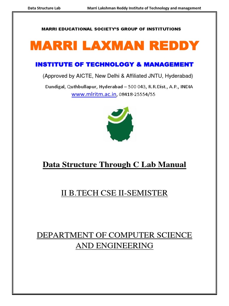 Data Structure Lab Manual for C Programming | PDF | Computers