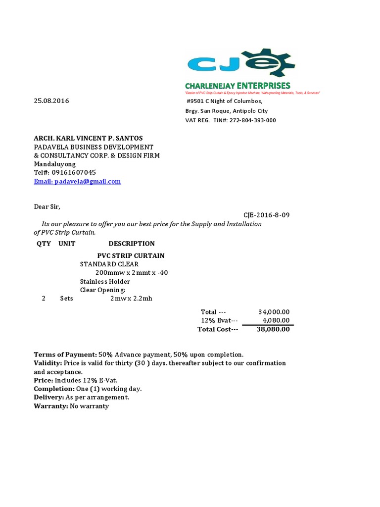 Plastic Curtain Quotation | PDF