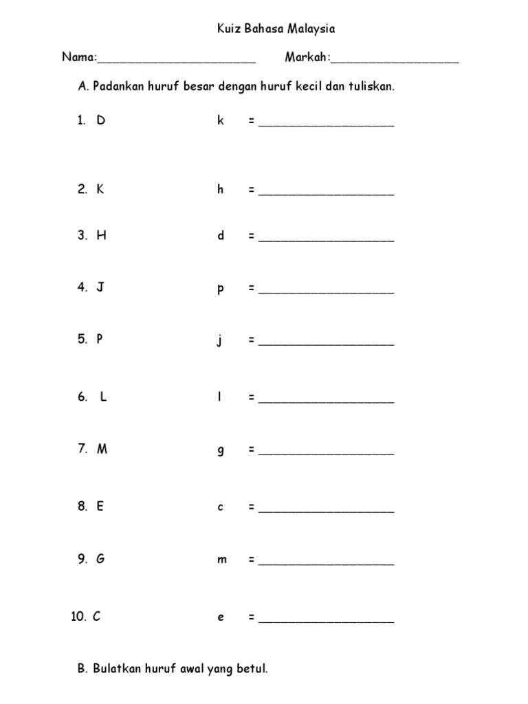Kuiz Prasekolah | PDF