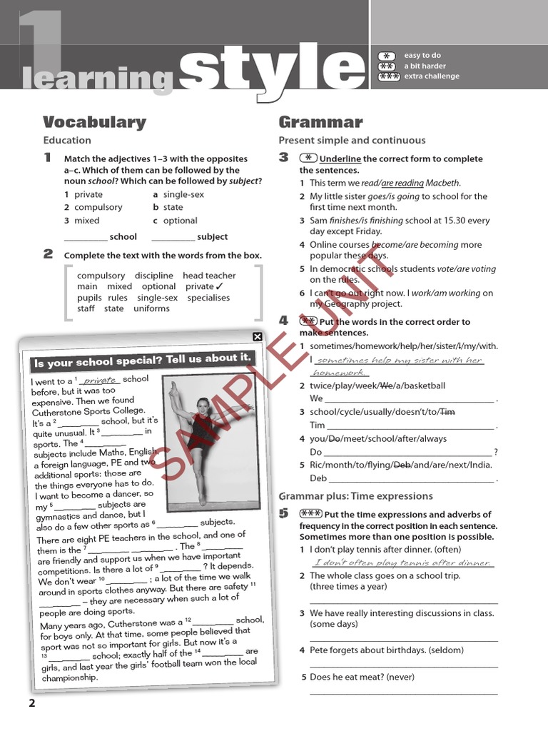 Grade 10 English Unit 1 Workbook Answers | PDF | Learning Styles | Verb