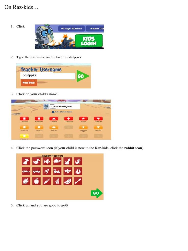 Raz-Kids Login Instructions for Parents | PDF