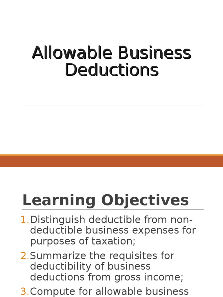 Allowable Business Deductions | PDF