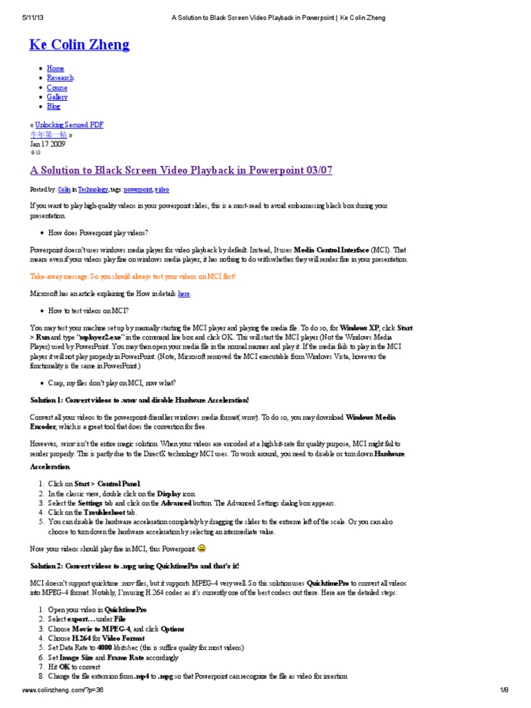 A Solution To Black Screen Video Playback in Powerpoint - Ke Colin ...
