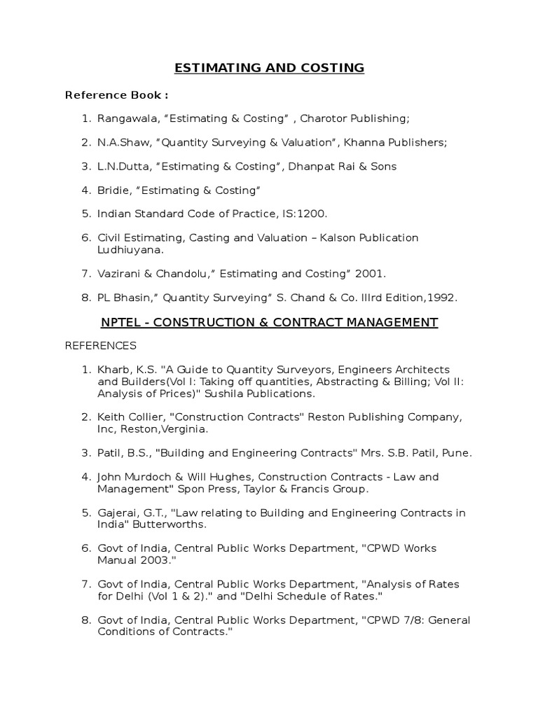 Estimation & Costing | PDF | General Contractor | Construction Management