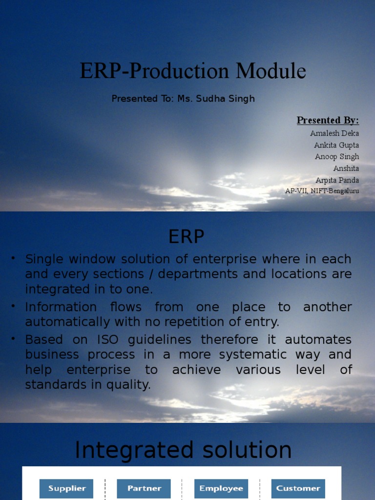 ERP-Production Module: Presented To: Ms. Sudha Singh | PDF | Scheduling ...