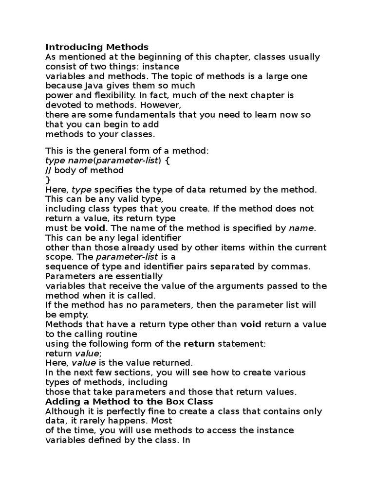 Methods in Java | PDF | Method (Computer Programming) | Parameter (Computer Programming)