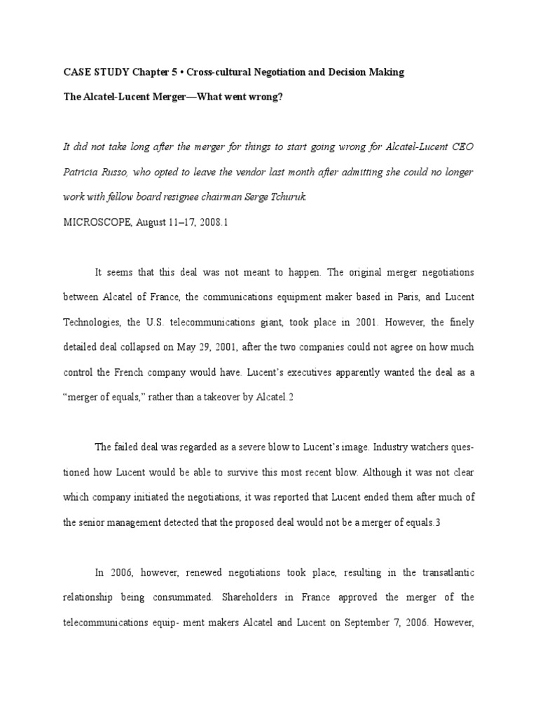 Case Study Chapter 5 | PDF | Mergers And Acquisitions | Facilitator