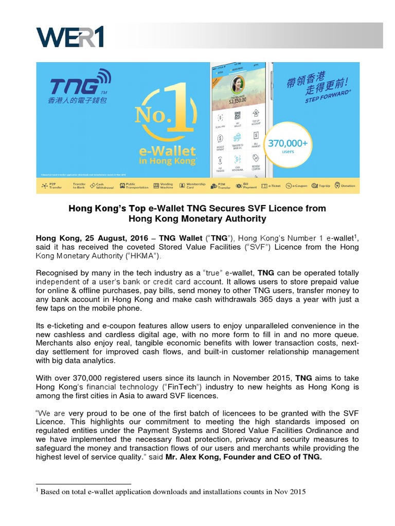 Hong Kong's Top E-Wallet TNG Secures SVF Licence From Hong Kong ...