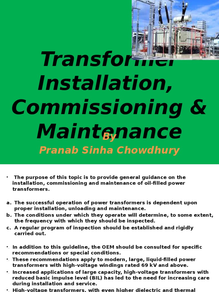 Transformer Installation & Commissioning With Maintenance | PDF ...