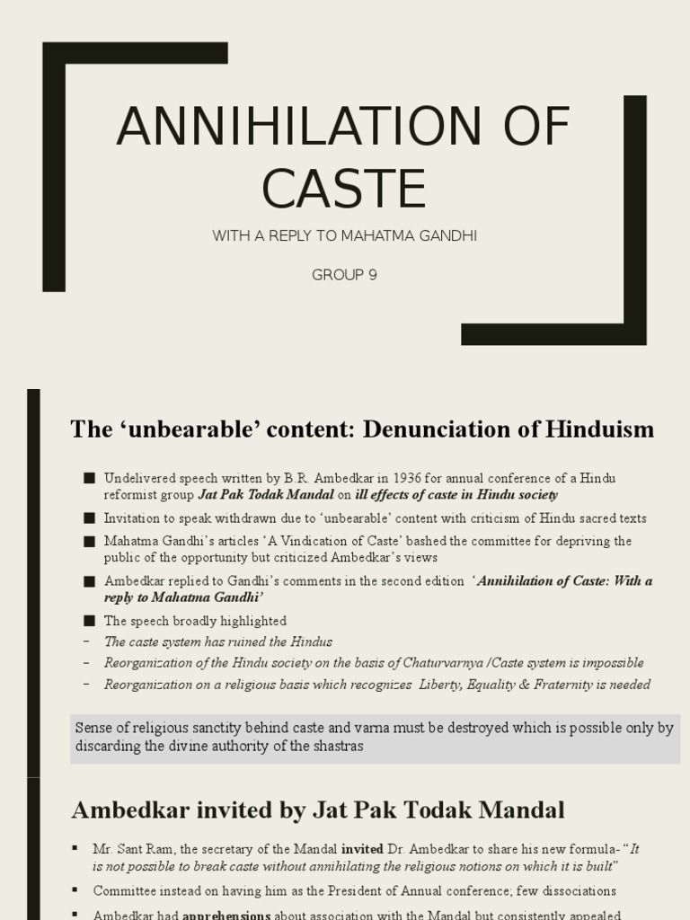 Ambedkar - Annihilation of Caste | PDF | Indian Religions | Religion ...