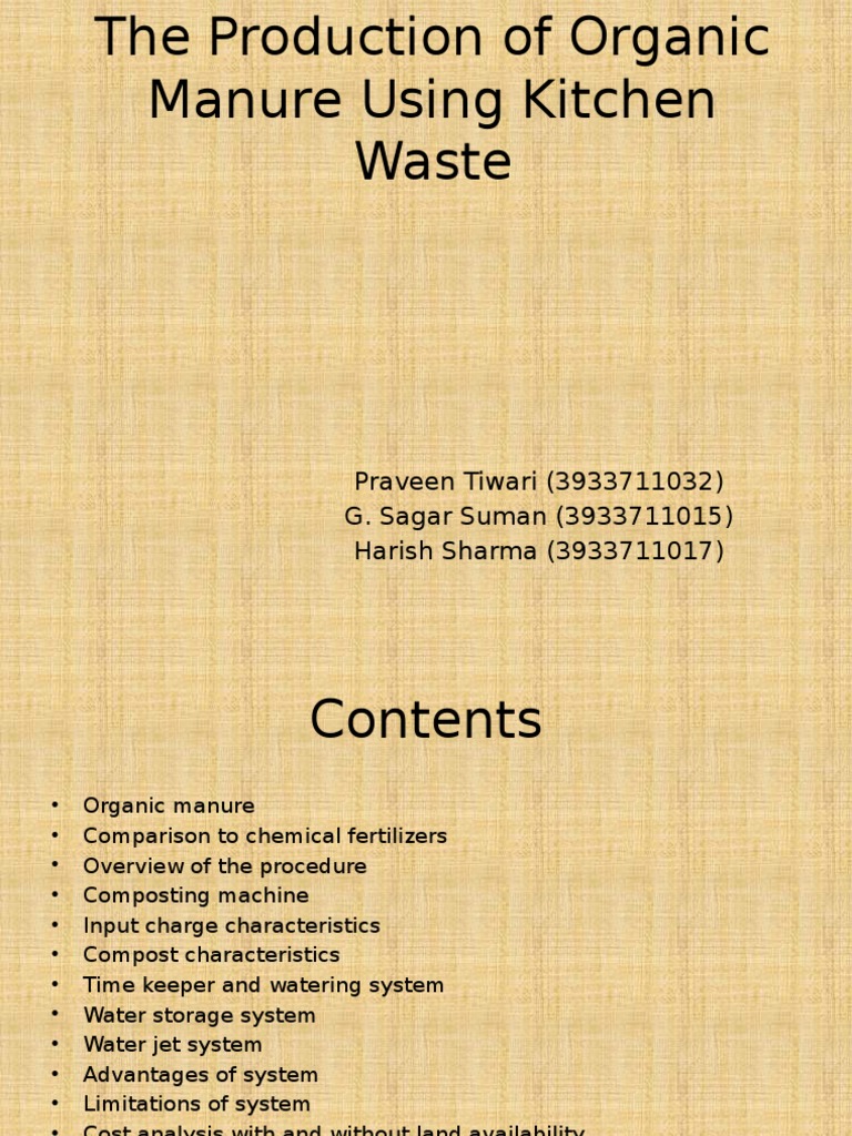 The Production of Organic Manure Using Kitchen Waste | PDF | Compost ...
