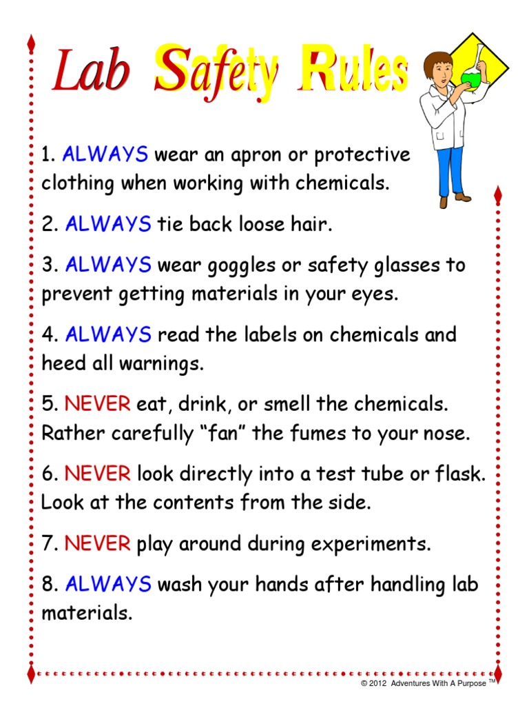 Science Lab Safety Rules Poster | PDF | Nature | Clothing