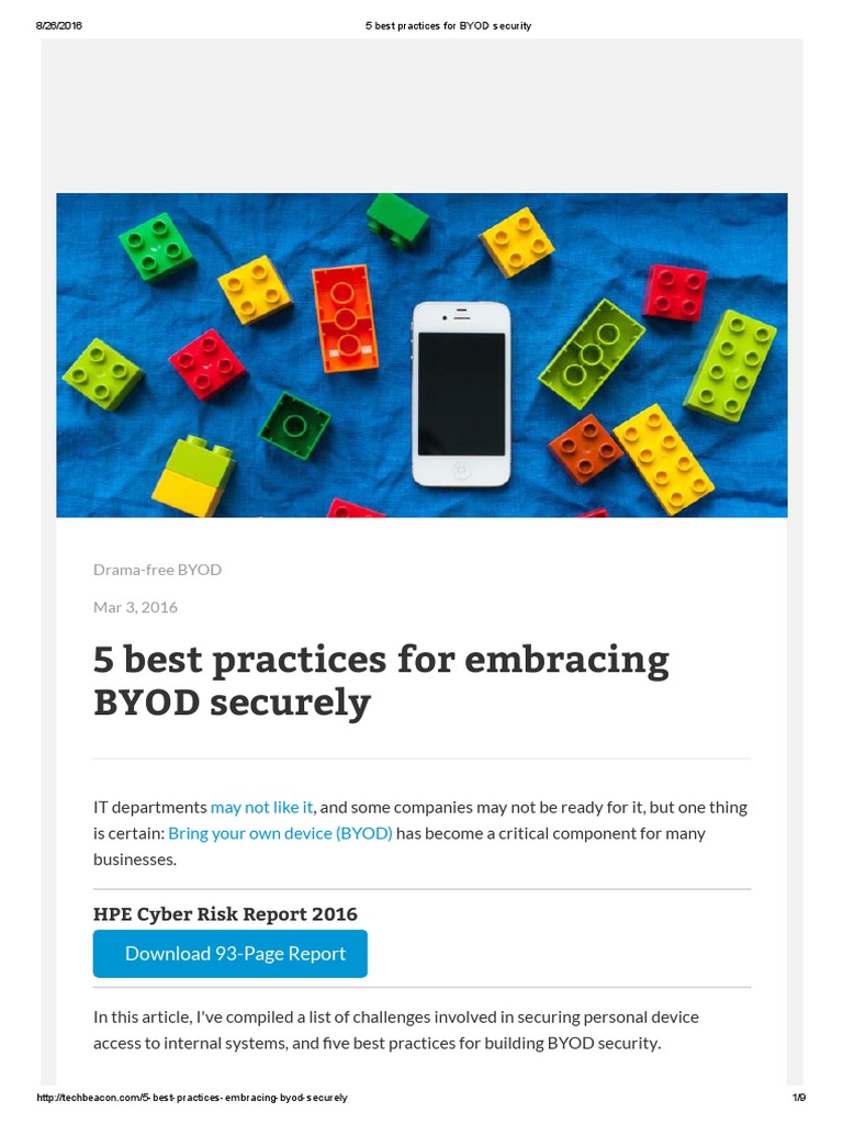 5 Best Practices For Embracing BYOD Securely: Download 93-Page Report | PDF | Mobile App | Software