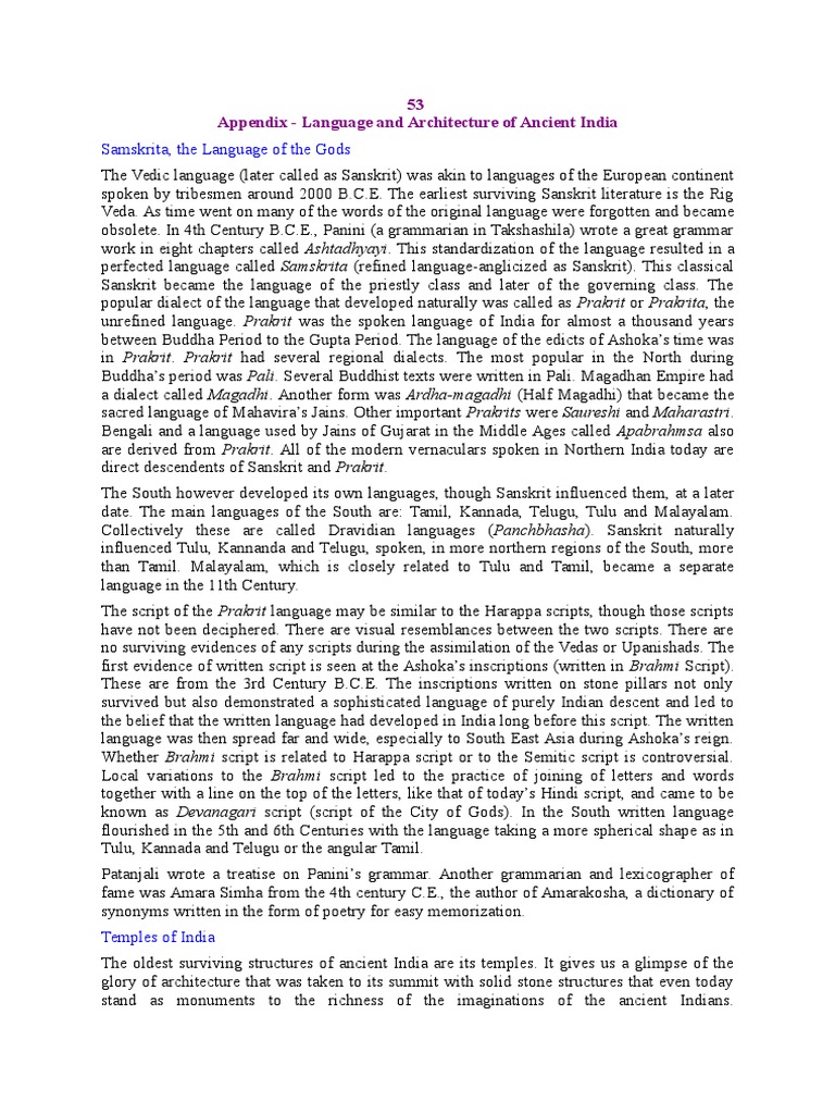 Ancient Indian Language & Temples | PDF | Sanskrit | Languages Of India