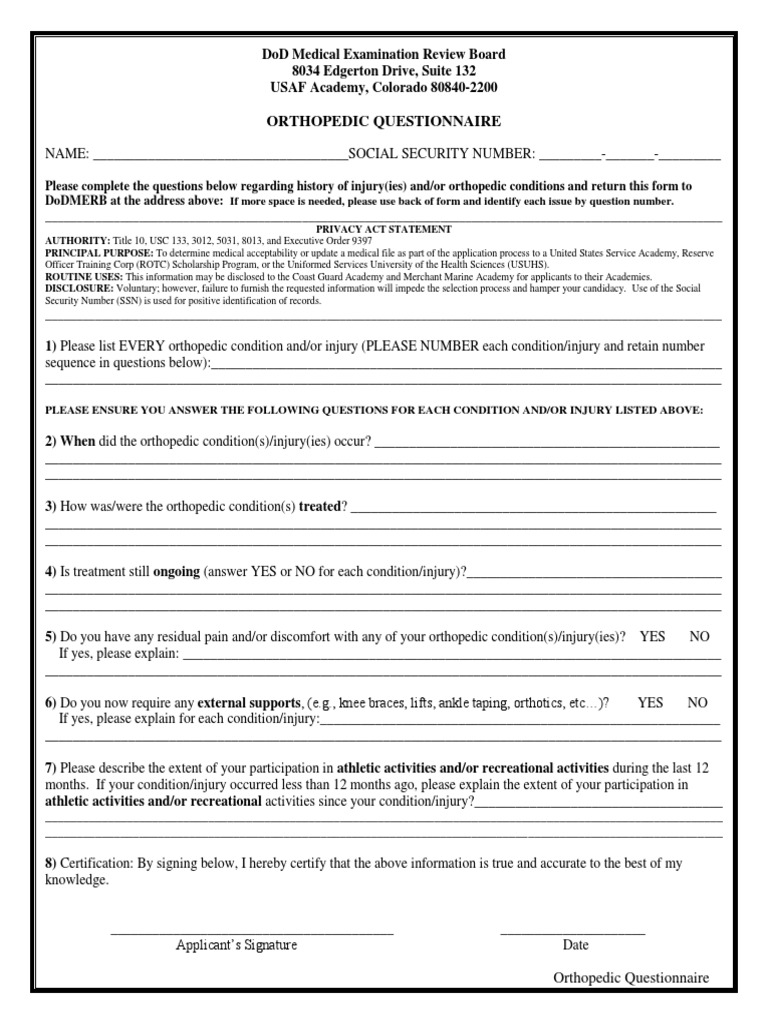 Orthopedic Injury Questionnaire | PDF | Orthopedic Surgery | Business