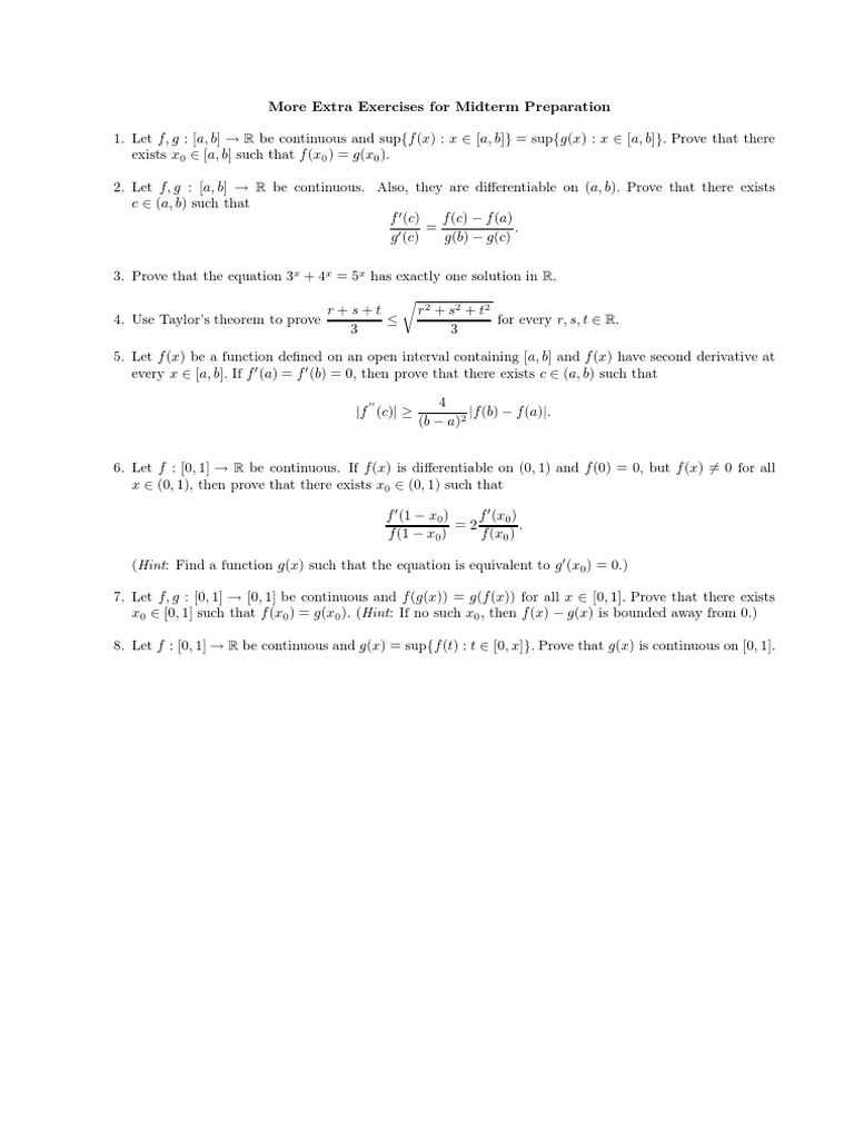 More Extra Exercises For Midterm Preparation | PDF
