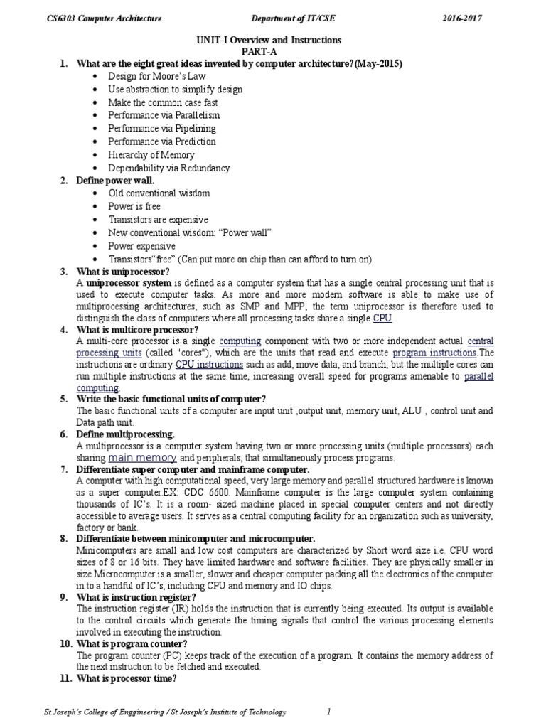 CA 2mark and 16 Mark With Answer | PDF | Central Processing Unit | Instruction Set