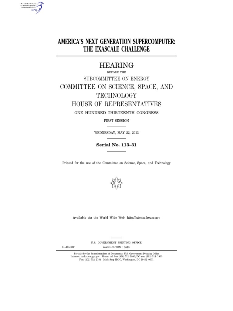 America'S Next Generation Supercomputer: The Exascale Challenge | PDF ...