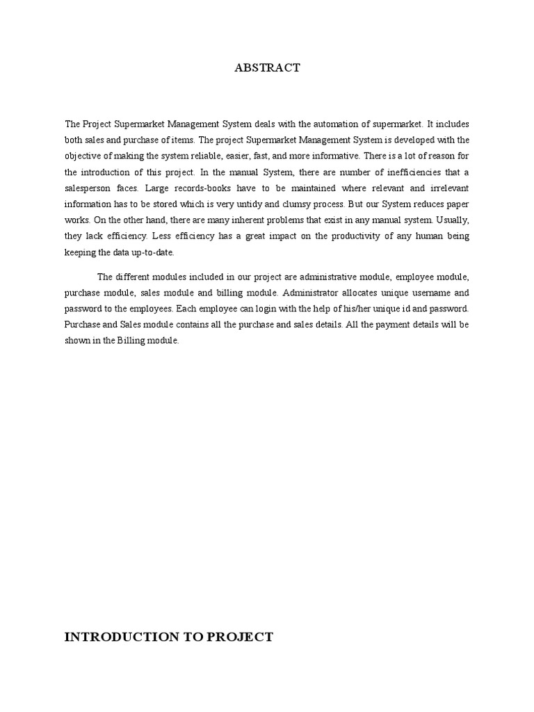 Supermarket Management System Overview | PDF | Microsoft Sql Server ...
