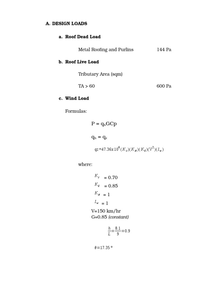 Structural Design of a Metal Roof: Analysis of Loads, Material Stresses, and Selection of ...