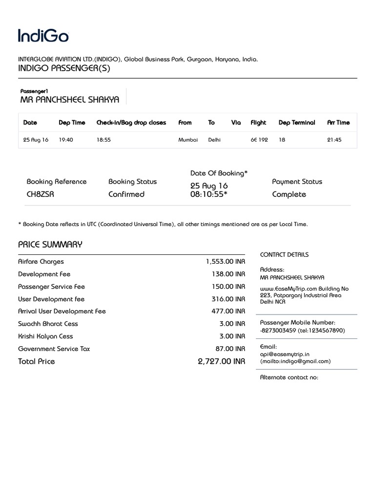 IndGo Ticket (1) e | PDF | Identity Document | Transport