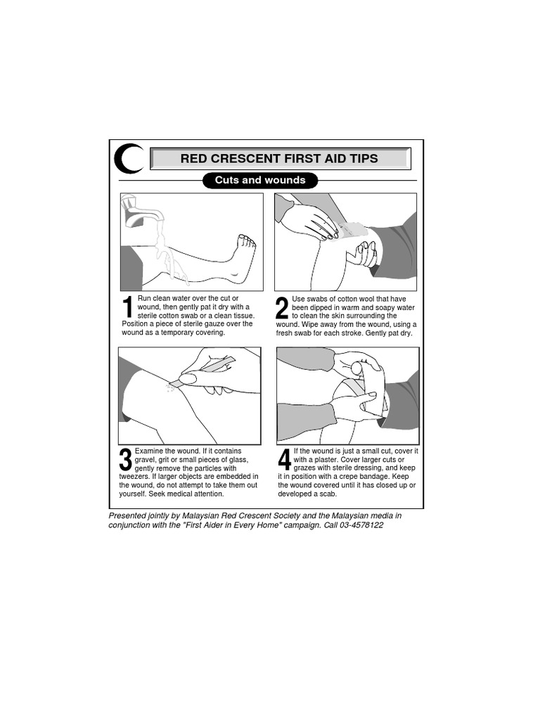 Red Crescent First Aid Tips: Cuts and Wounds | PDF