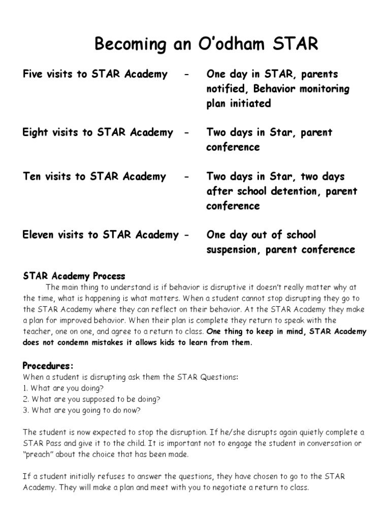 STAR Academy Behavior Guide | PDF
