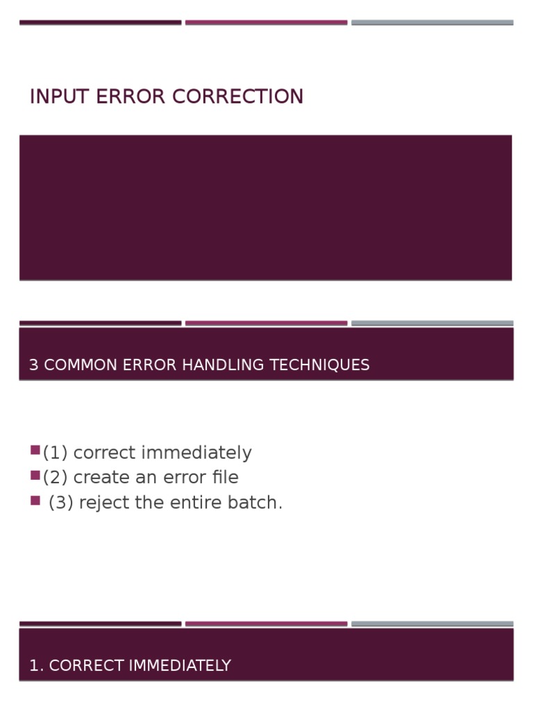 Input Error Correction (Accounting Information System) | PDF | Database Transaction | Error ...