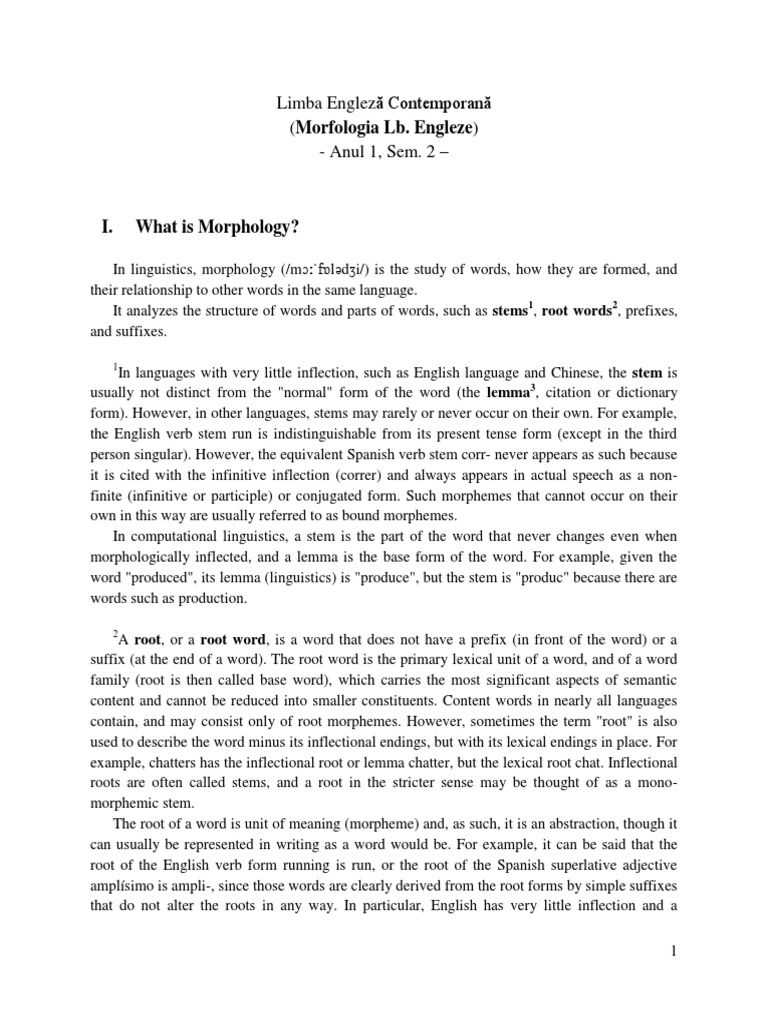 English Morphology Notes Pdf Download Free Pdf Grammatical Number