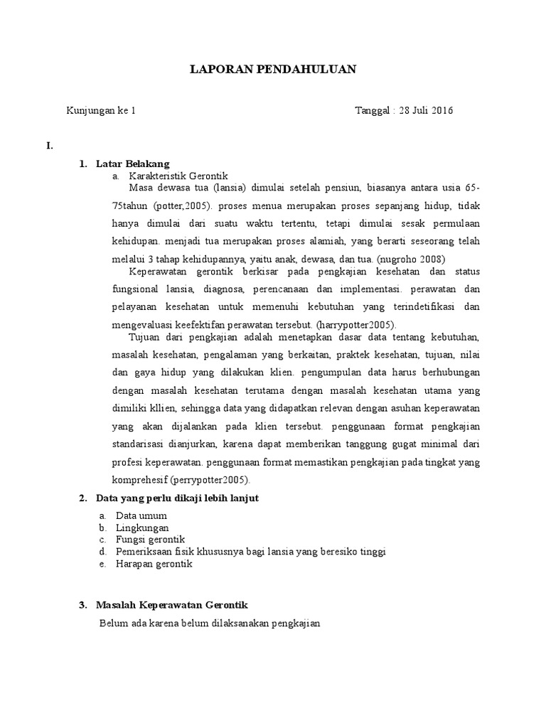 LP Lansia Kunjungan | PDF | Pengembangan Diri | Kesehatan Holistik