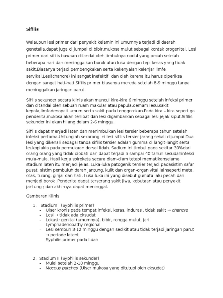 Gejala dan Stadium Sifilis pada Wanita | PDF | Perjalanan | Kajian ...
