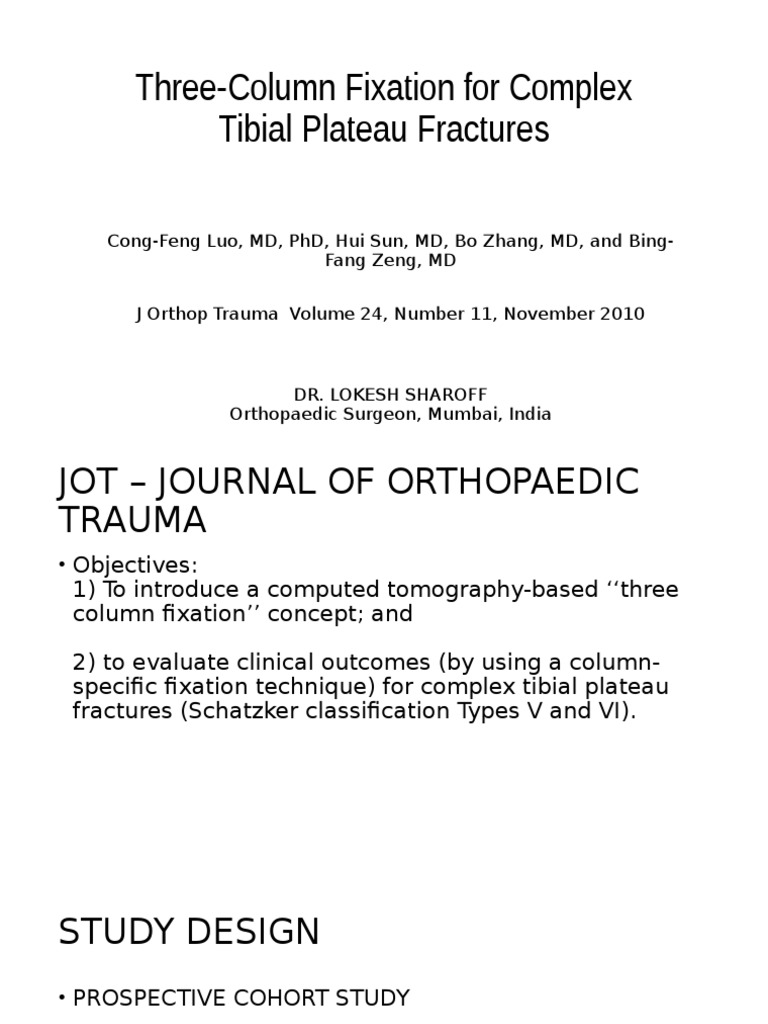 Three-Column Fixation for Tibial Plateau | PDF | Clinical Medicine ...
