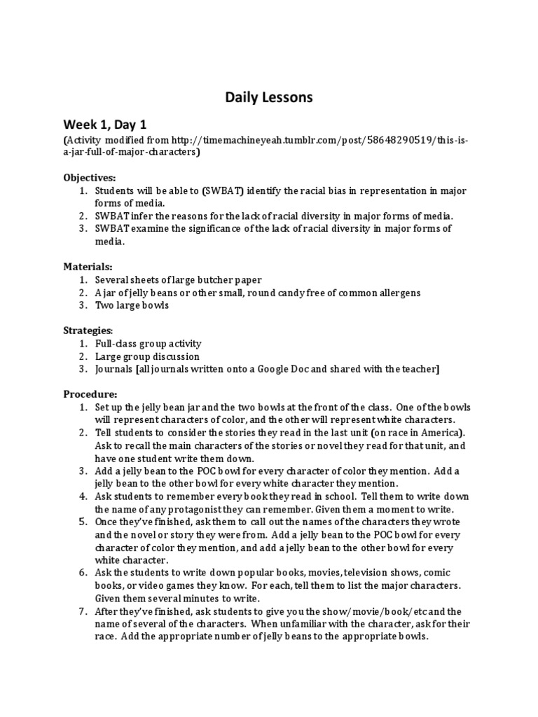 Lesson Plans | PDF | Racism | Discrimination & Race Relations