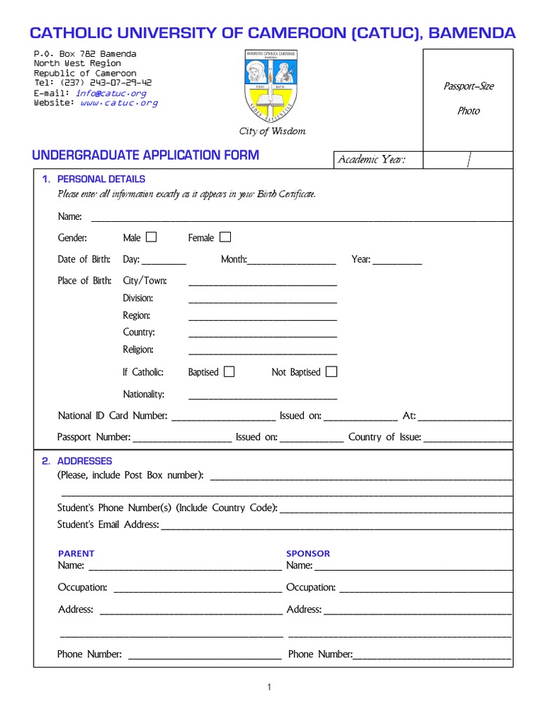 CATUC UG Application Form Modified | PDF | Educational Assessment And ...