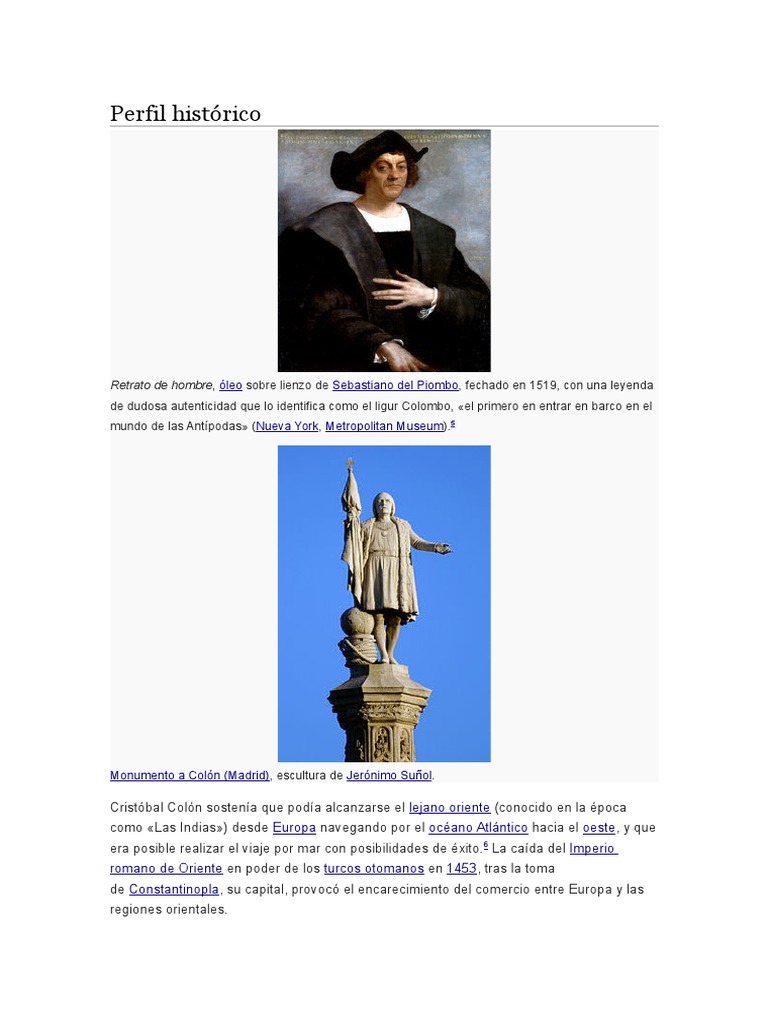 Perfil Histórico Cristobal Colon | PDF | Cristobal colon | especia