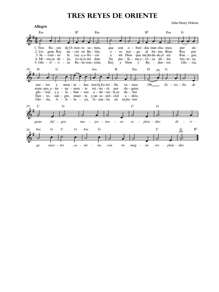 Tres Reyes de Oriente (Con Acordes) | PDF