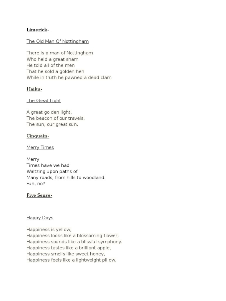 Poetry Project | PDF | Taste | Poetry