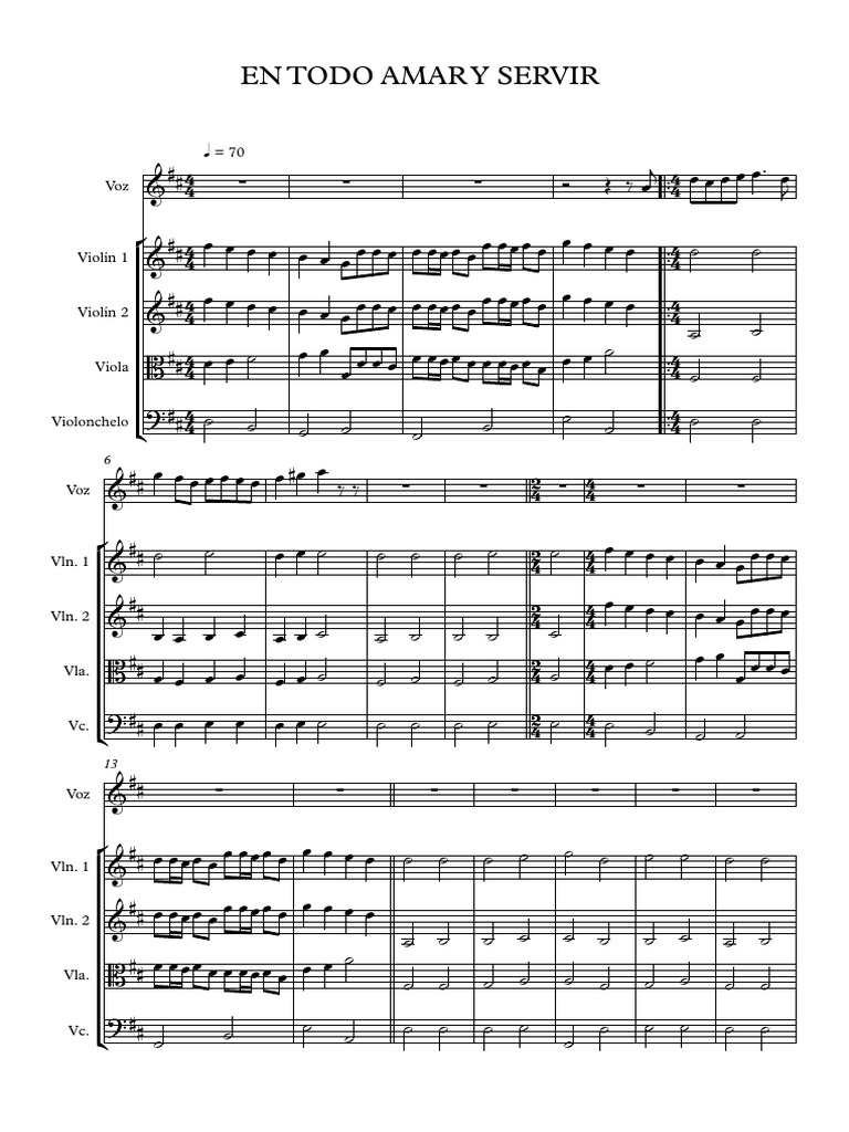 En Todo Amar Y Servir Partitura Y Partes Pdf