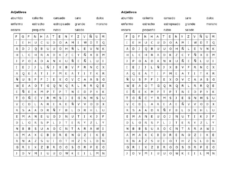Adjetivos Sopa de Letras | PDF