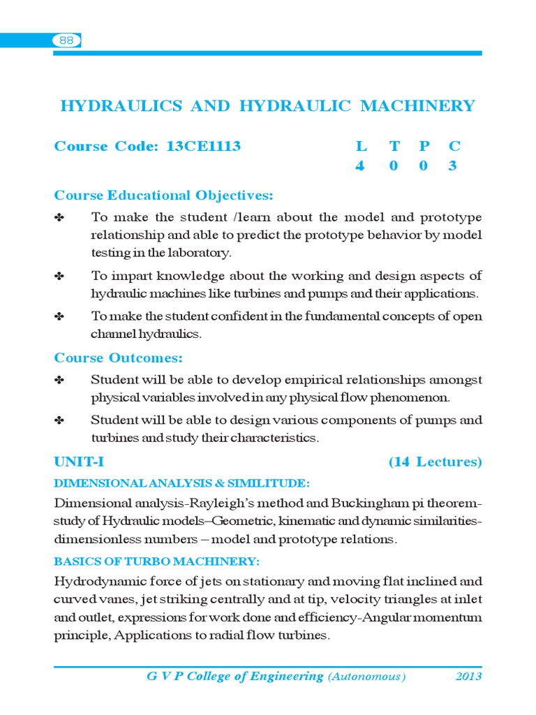 Hydraulics and Hydraulic Machinery | PDF | Turbine | Gases