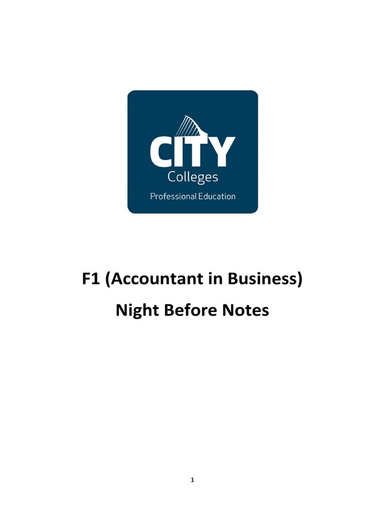 F1 Accounting Exam Notes | PDF | Demand | Price Elasticity Of Demand