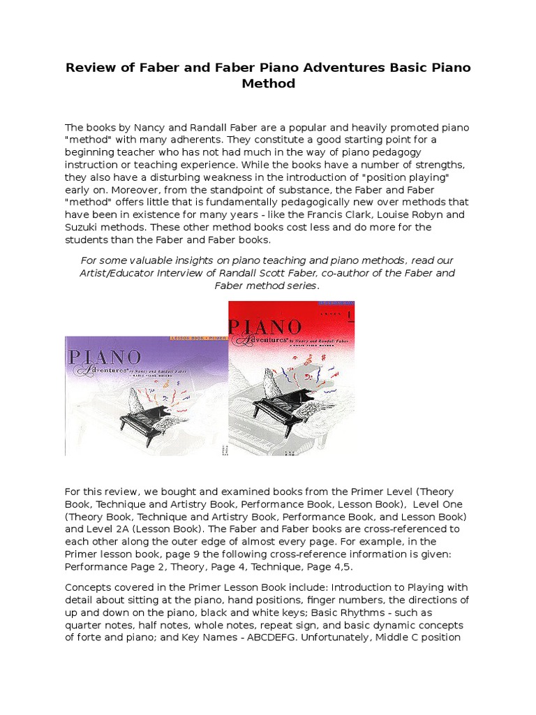 Review of Faber and Faber Piano Adventures Basic Piano Method | PDF ...