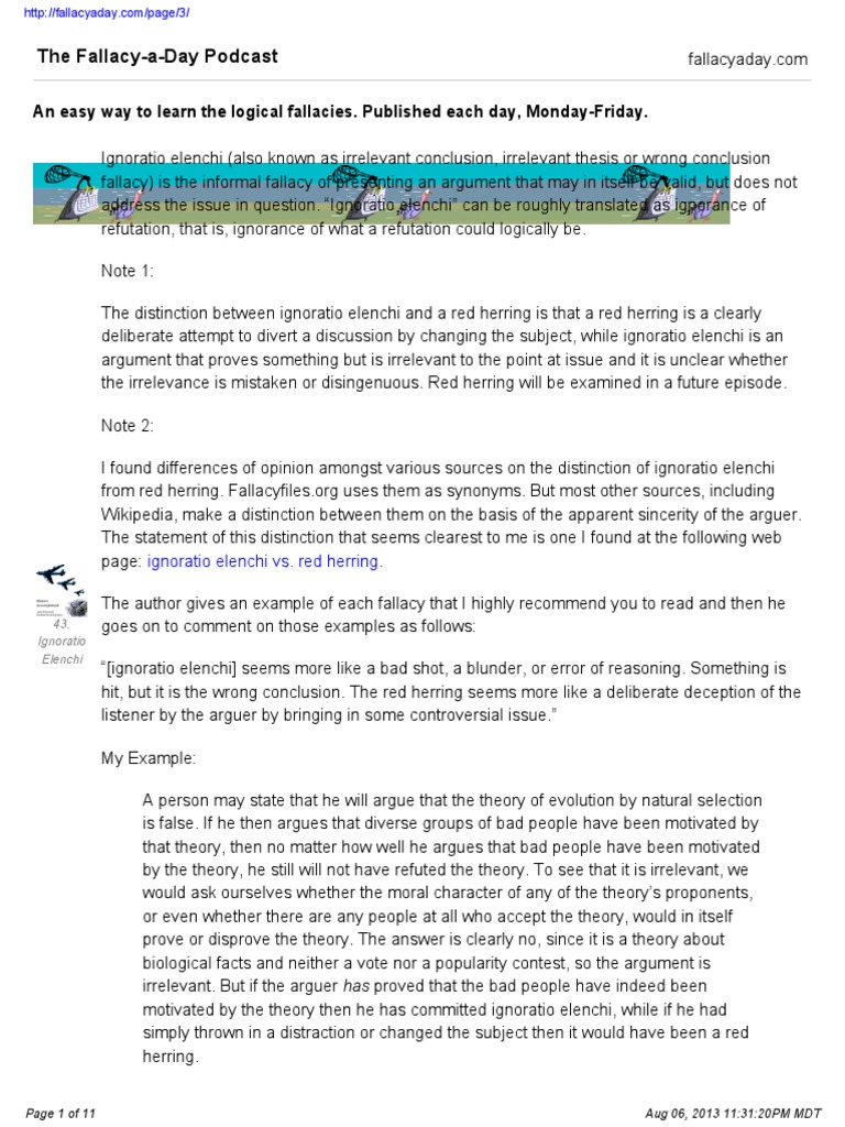 Exploring the Ignoratio Elenchi Fallacy | PDF | Truth | Logic