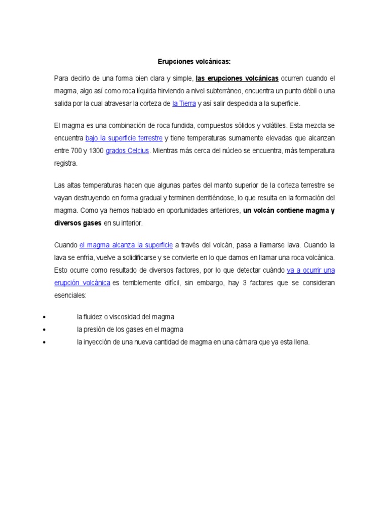 Erupciones Volcánicas | PDF | Magma | Volcán