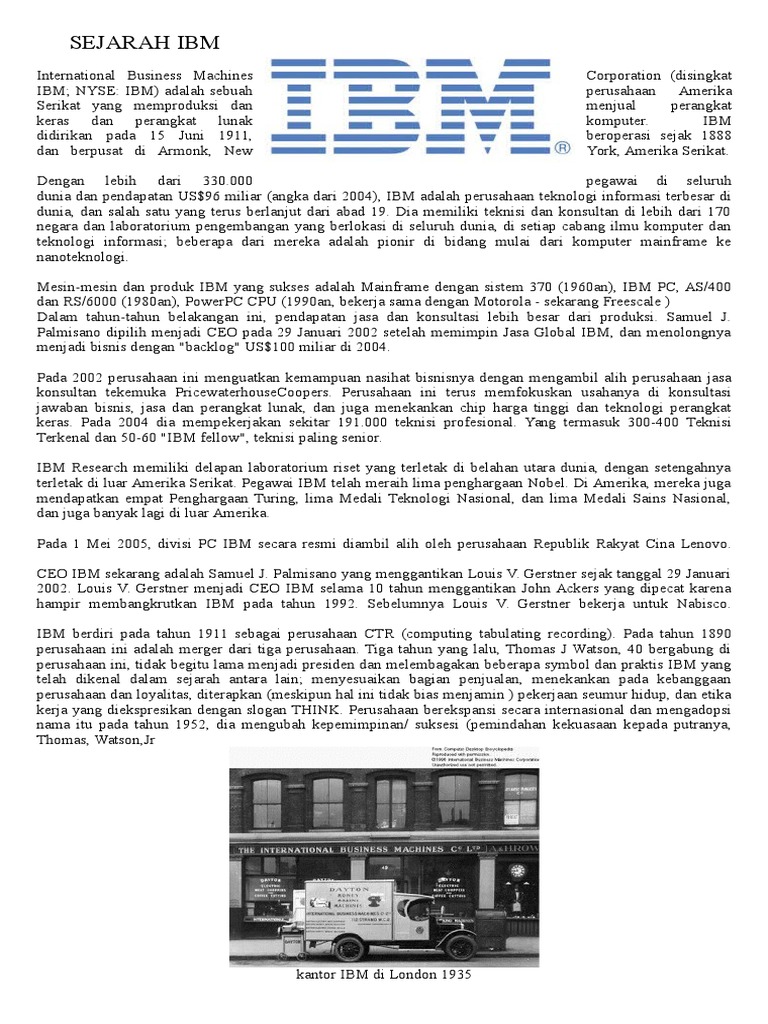 Sejarah IBM | PDF | Bisnis | Pengelolaan Keuangan & Uang